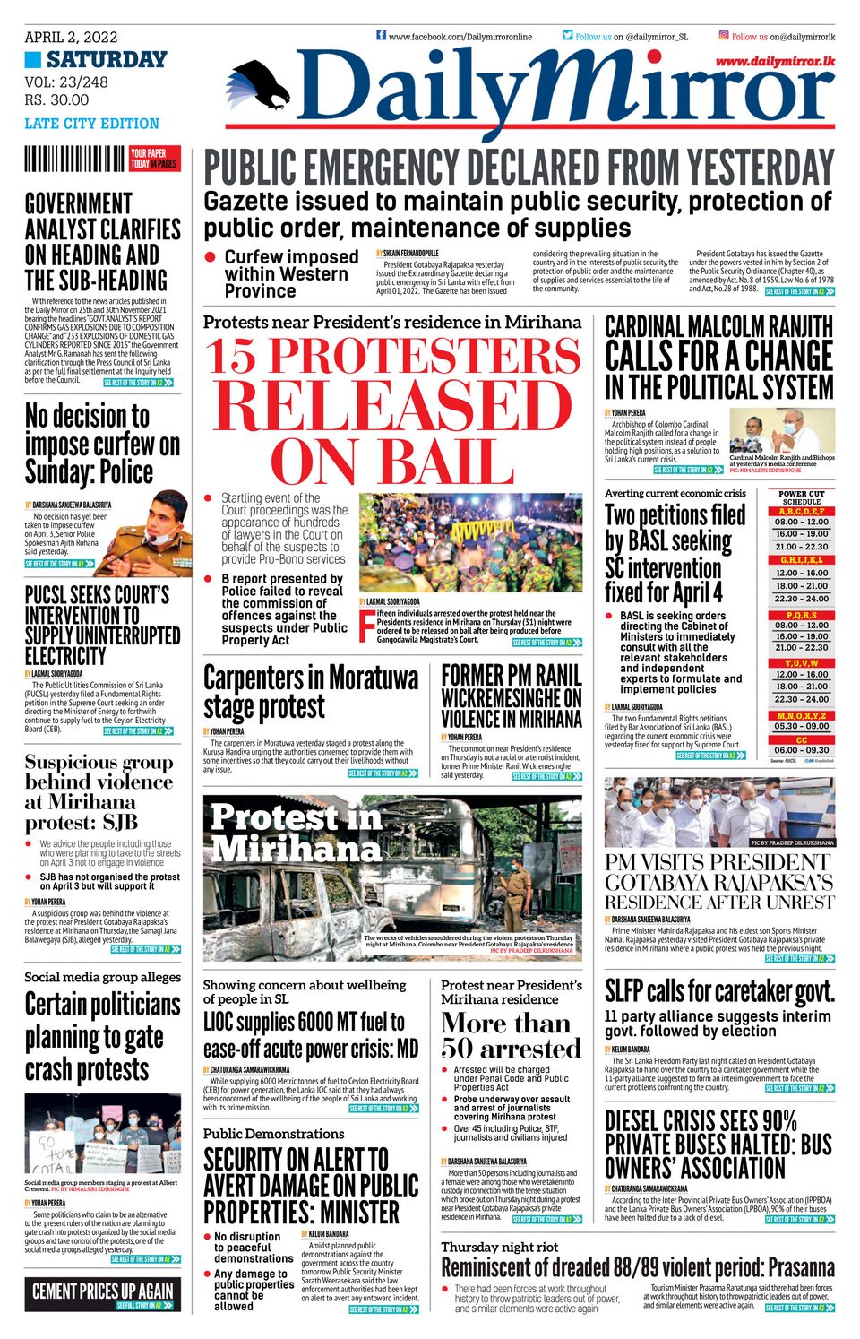 Daily Mirror - Sri Lanka-April 02, 2022 Newspaper