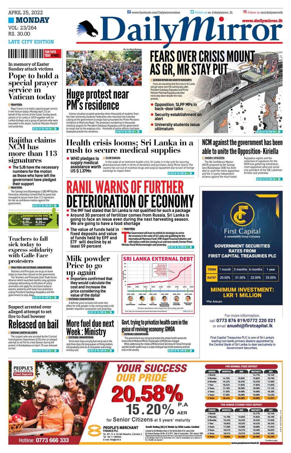 Get digital access to Daily Mirror - Sri Lanka - April 25, 2022 issue ...