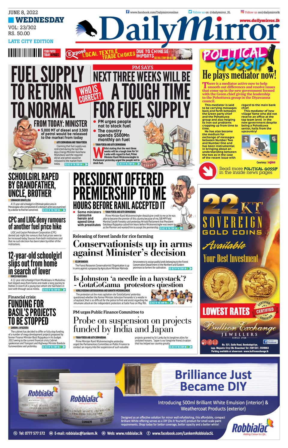Daily Mirror - Sri Lanka-June 08, 2022 Newspaper