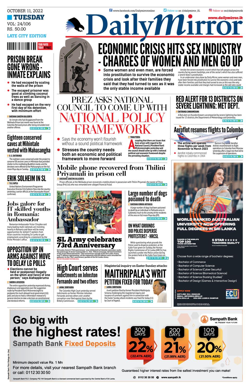 Get digital access to Daily Mirror - Sri Lanka - October 11, 2022 issue ...