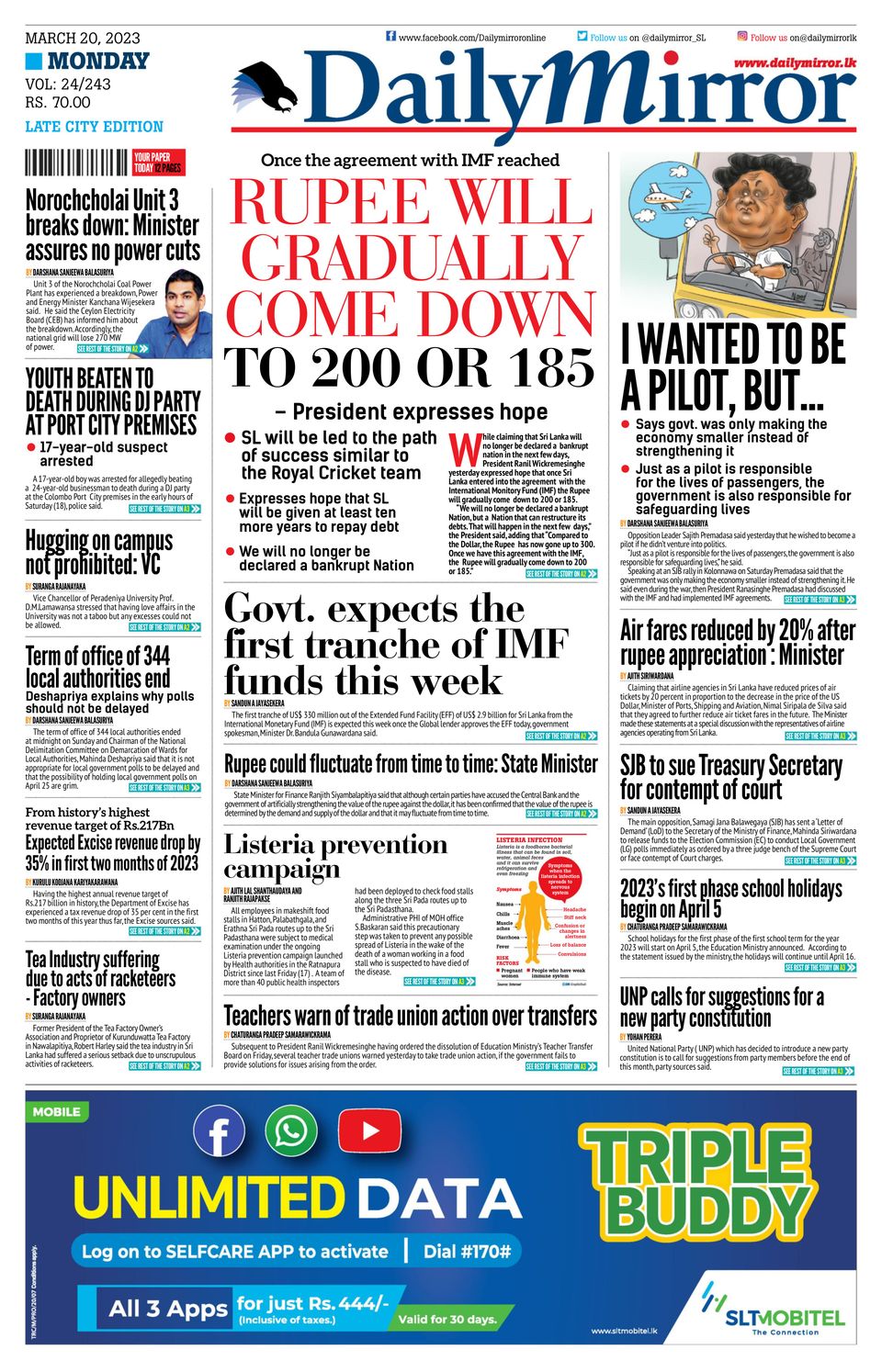 Get digital access to Daily Mirror - Sri Lanka - March 20, 2023 issue | Magzter.com