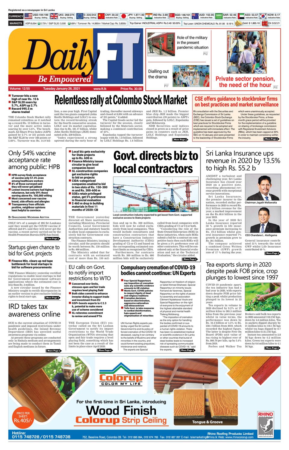 Daily FT-January 26, 2021 Newspaper - Get your Digital Subscription