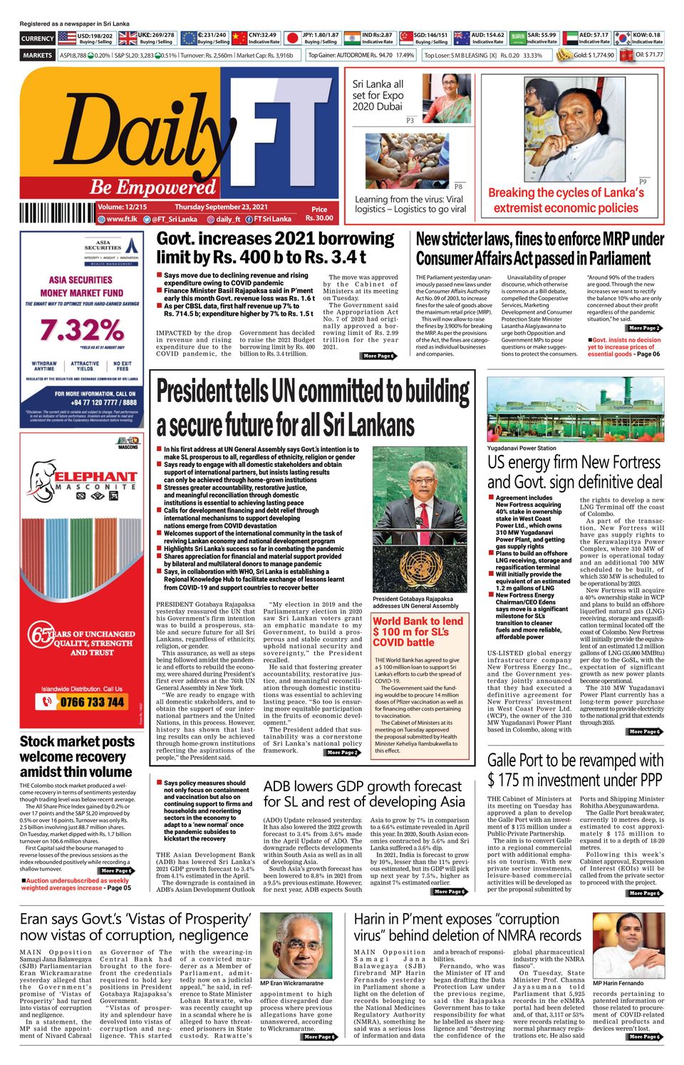 Daily FT-September 23, 2021 Newspaper - Get your Digital Subscription