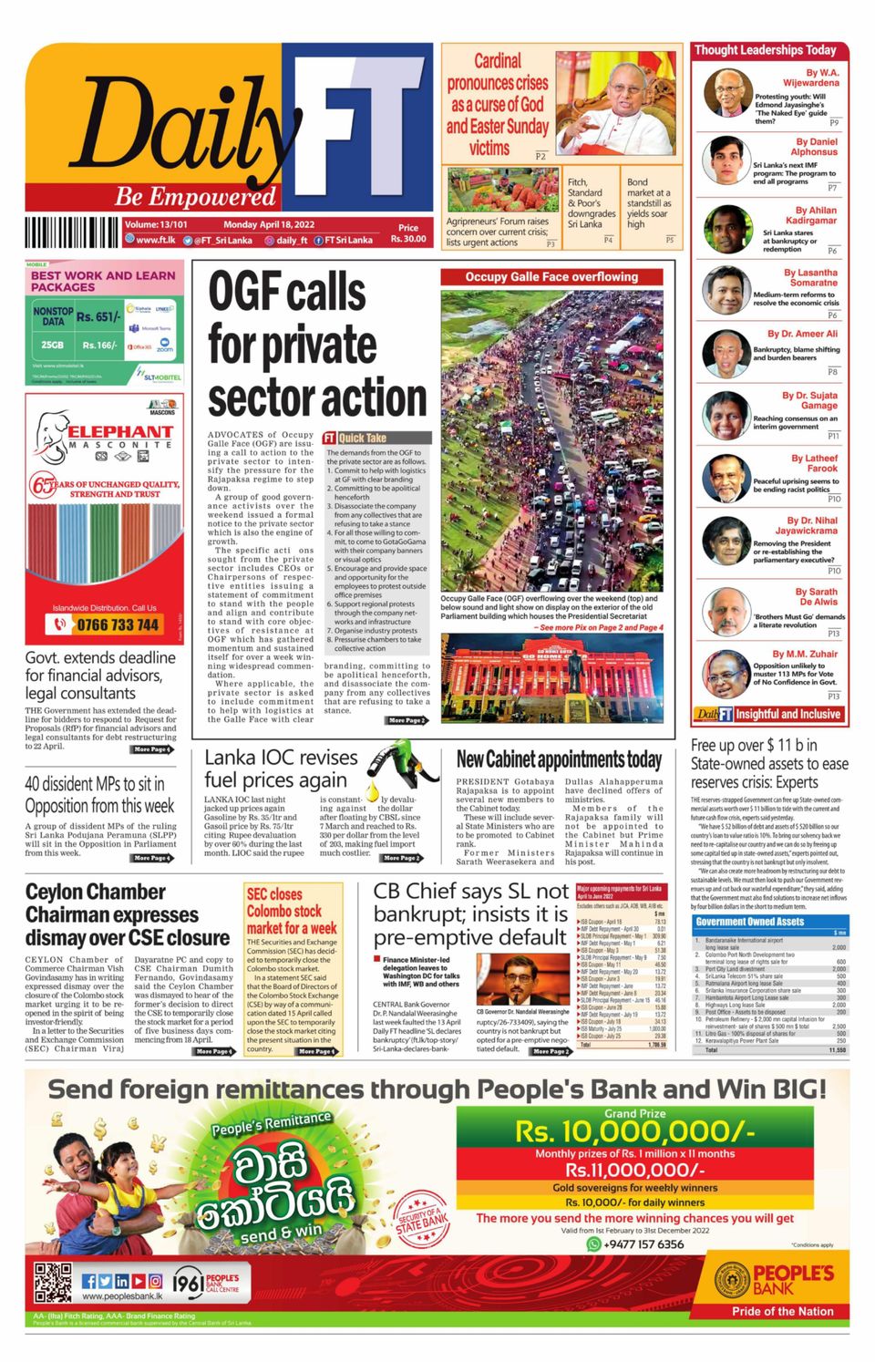Get digital access to Daily FT - April 18, 2022 issue | Magzter.com