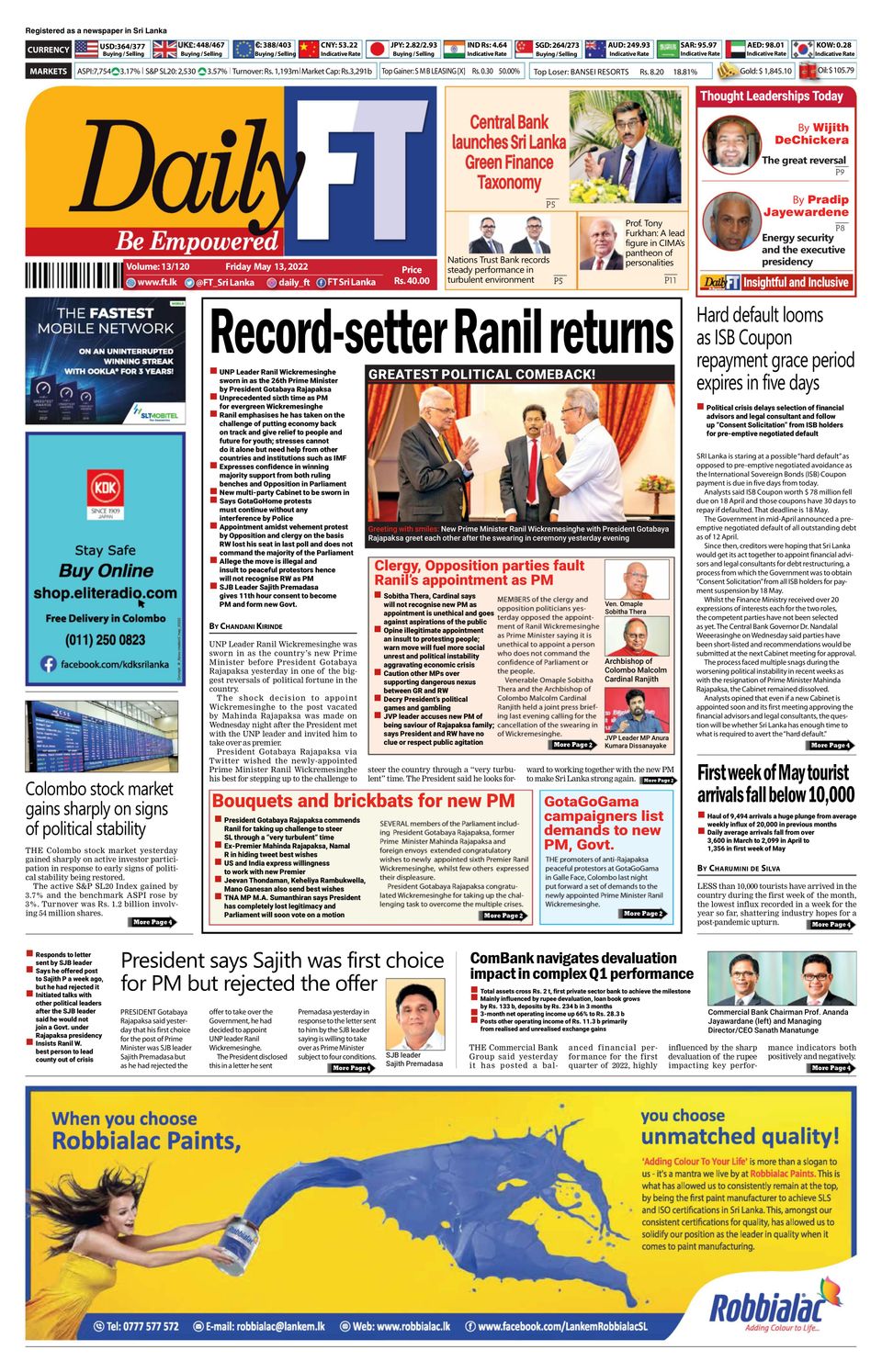 Daily FT-May 13, 2022 Newspaper - Get your Digital Subscription