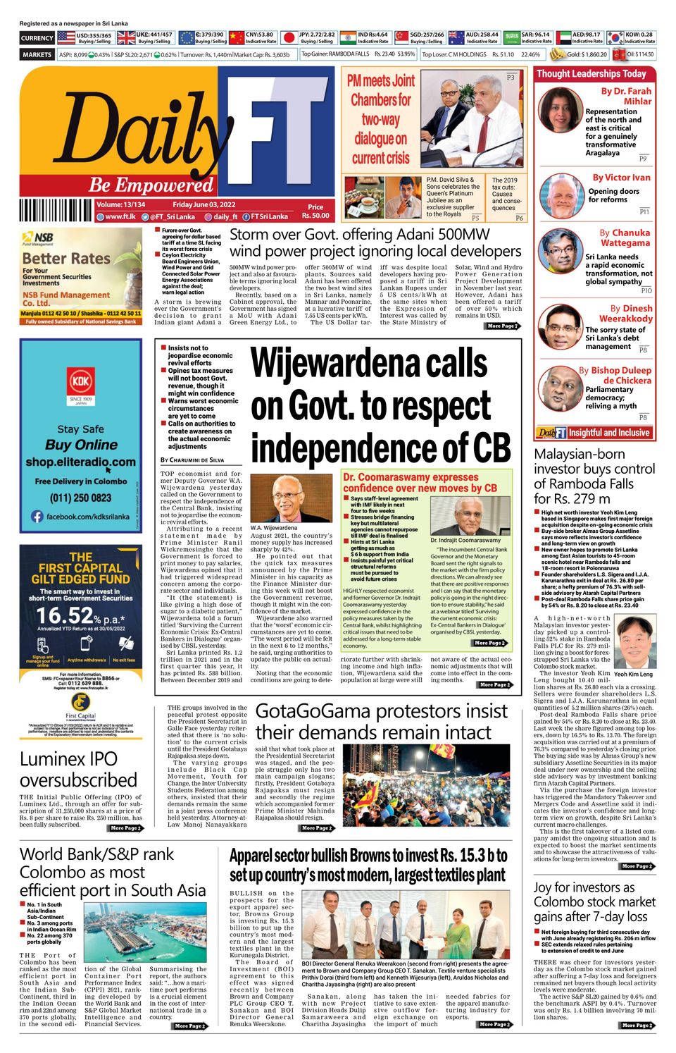 Get digital access to Daily FT - June 03, 2022 issue | Magzter.com