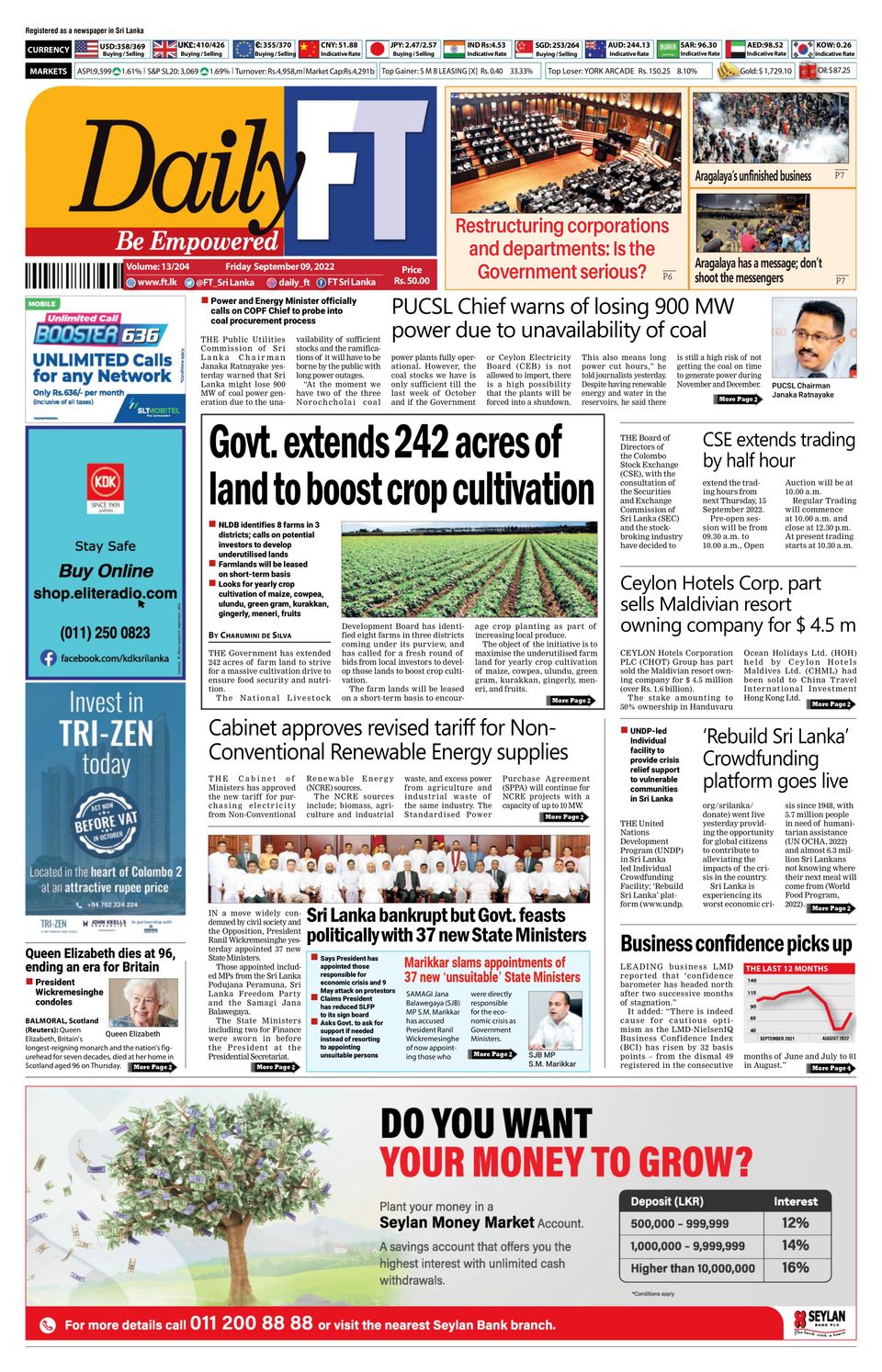 Get digital access to Daily FT - September 09, 2022 issue | Magzter.com