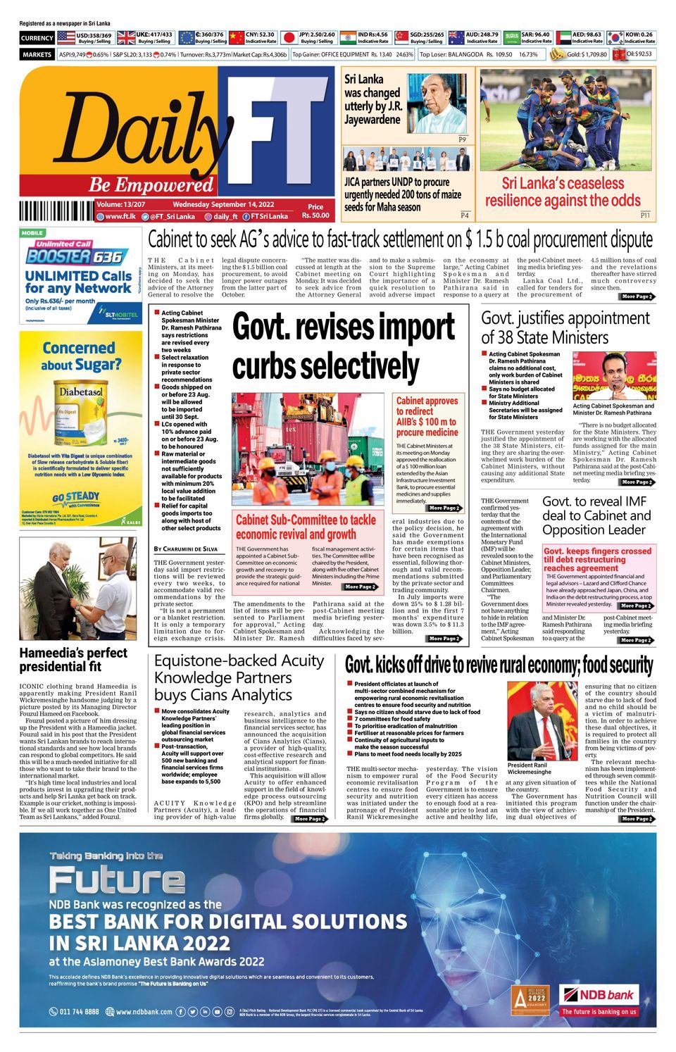 Daily FT-September 14, 2022 Newspaper - Get your Digital Subscription
