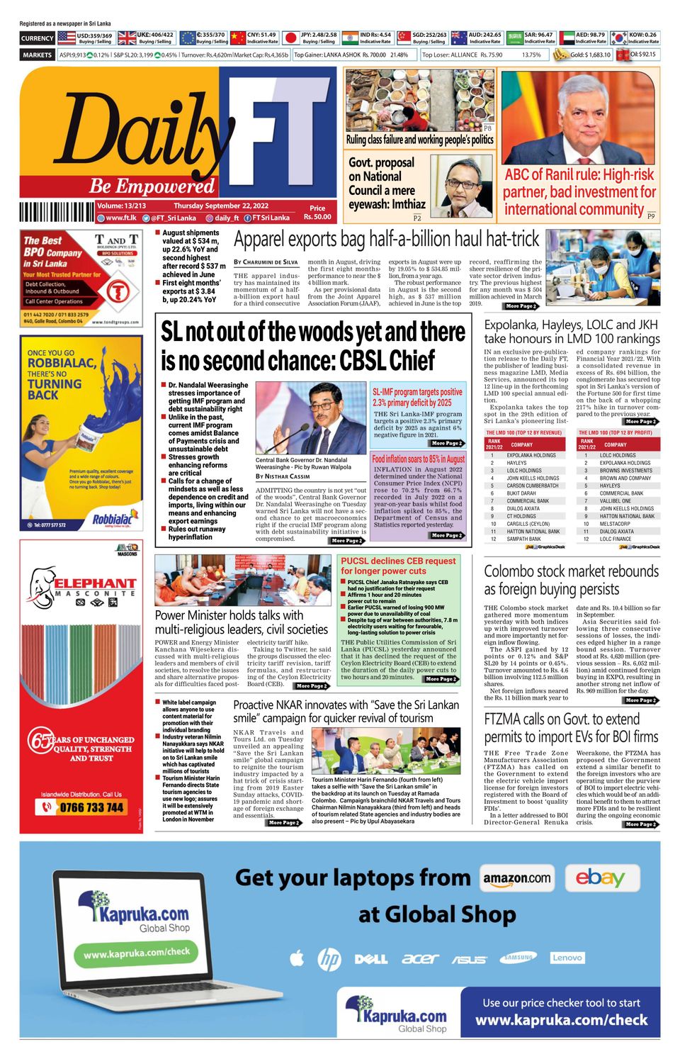 Daily FT-September 22, 2022 Newspaper - Get your Digital Subscription
