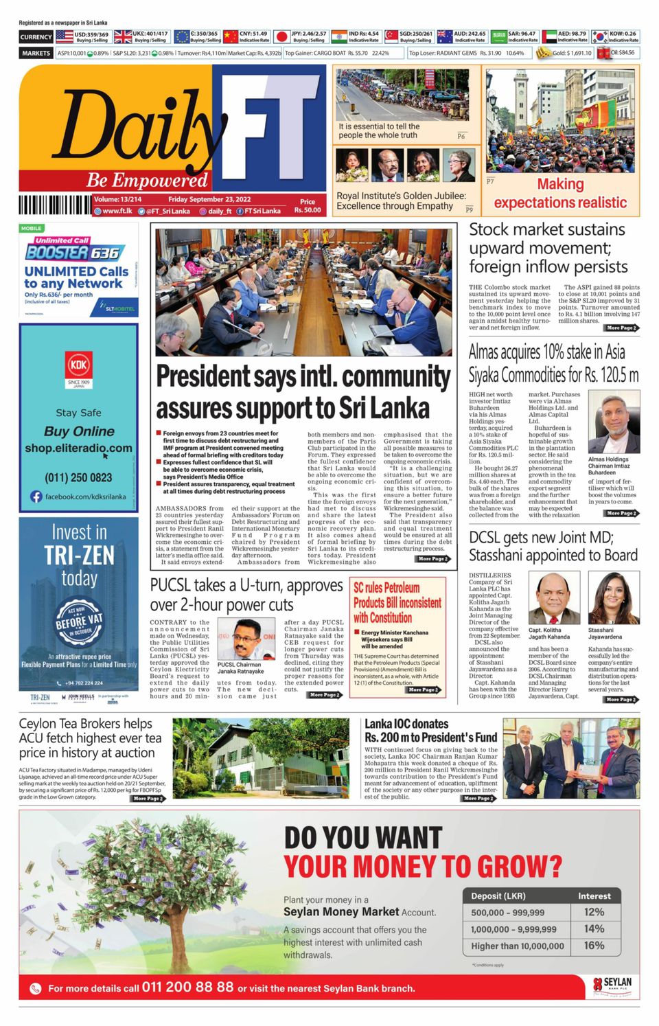 Get digital access to Daily FT - September 23, 2022 issue | Magzter.com