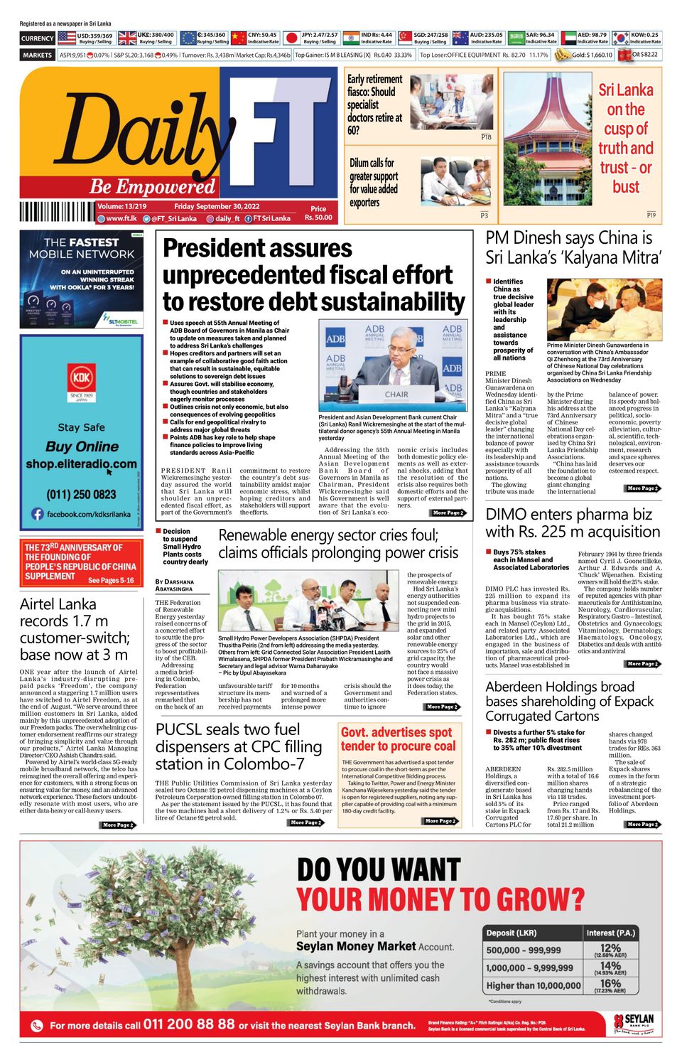 Daily FT-September 30, 2022 Newspaper - Get your Digital Subscription