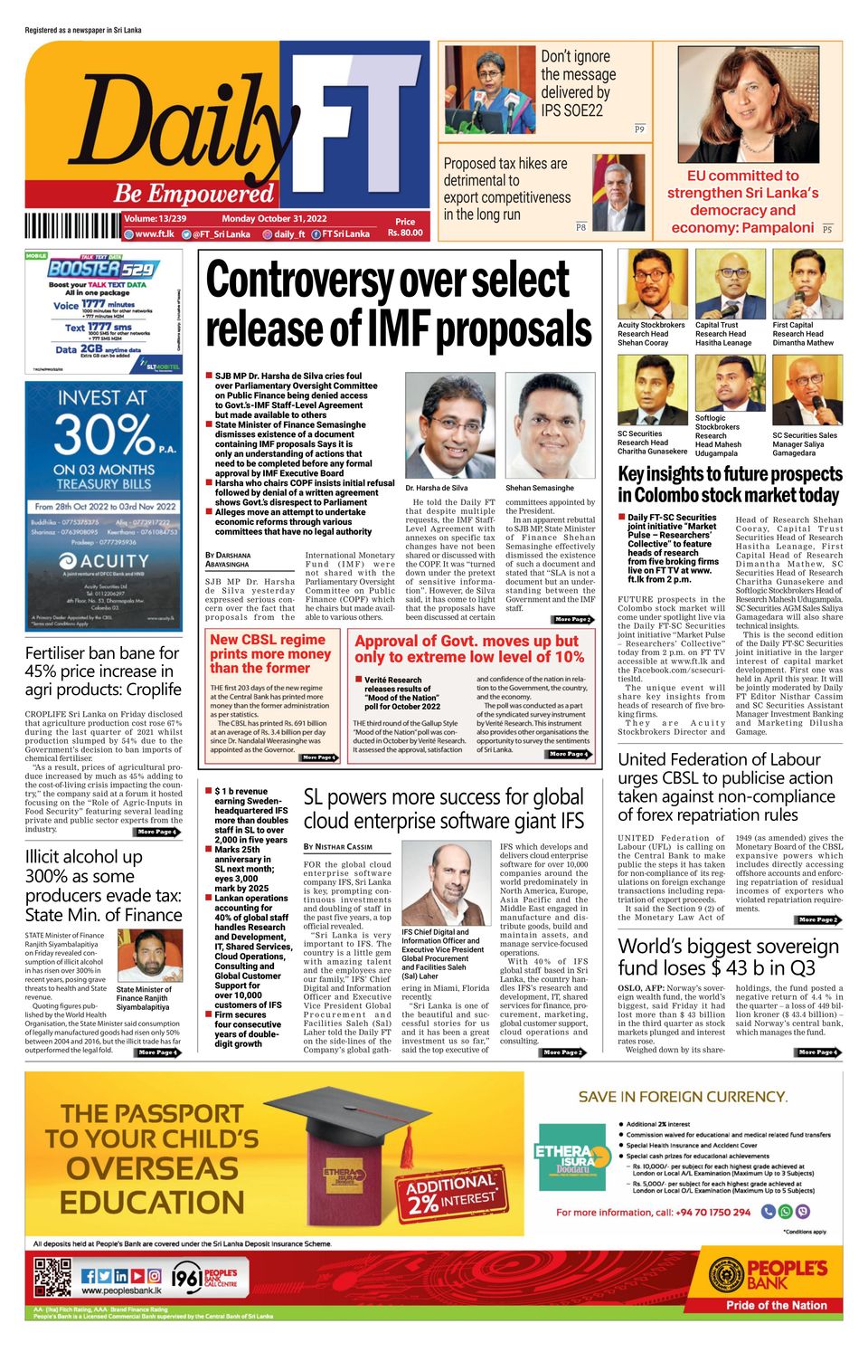Daily FT-October 31, 2022 Newspaper - Get your Digital Subscription