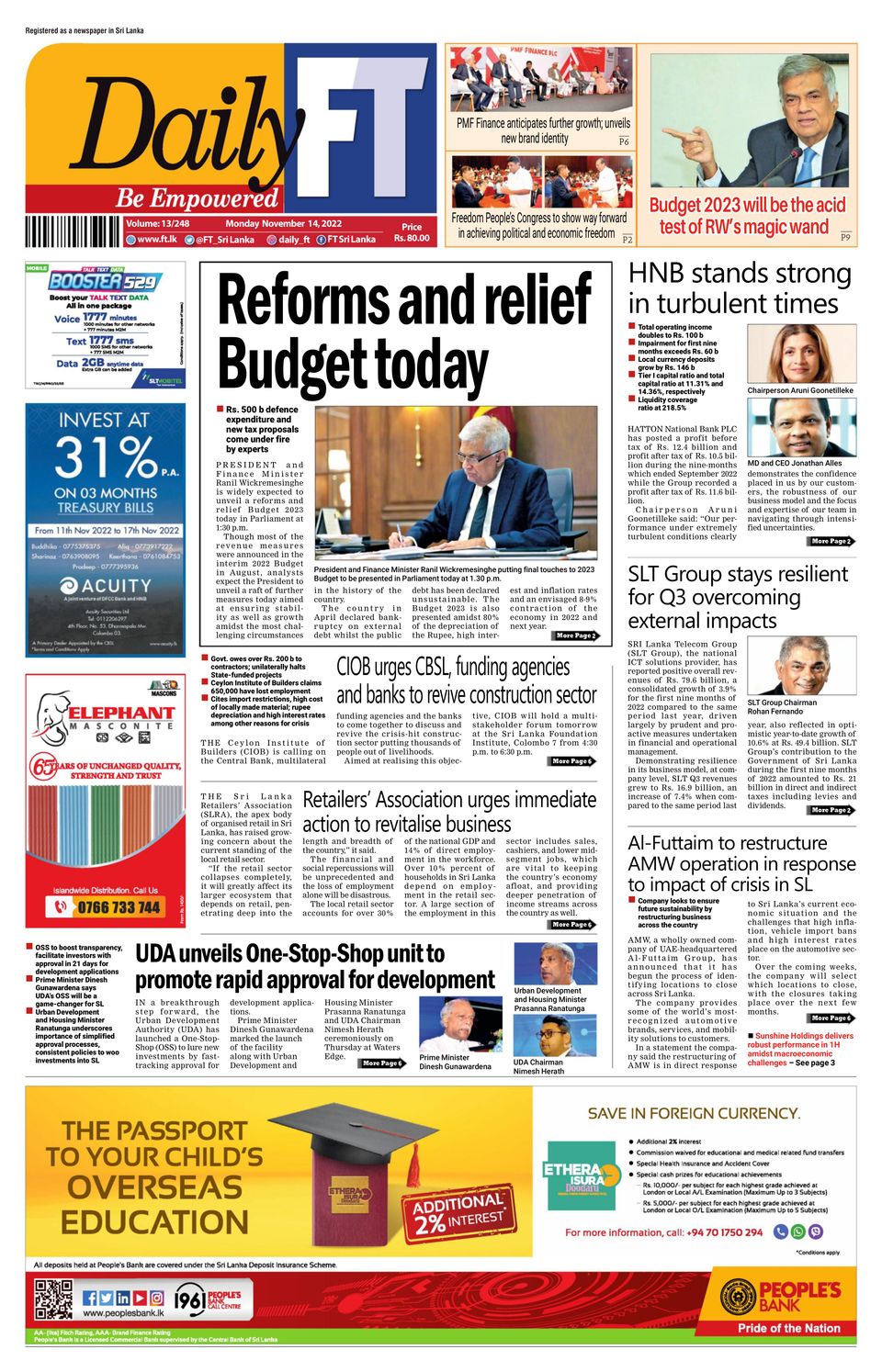 Daily FT-November 14, 2022 Newspaper - Get your Digital Subscription