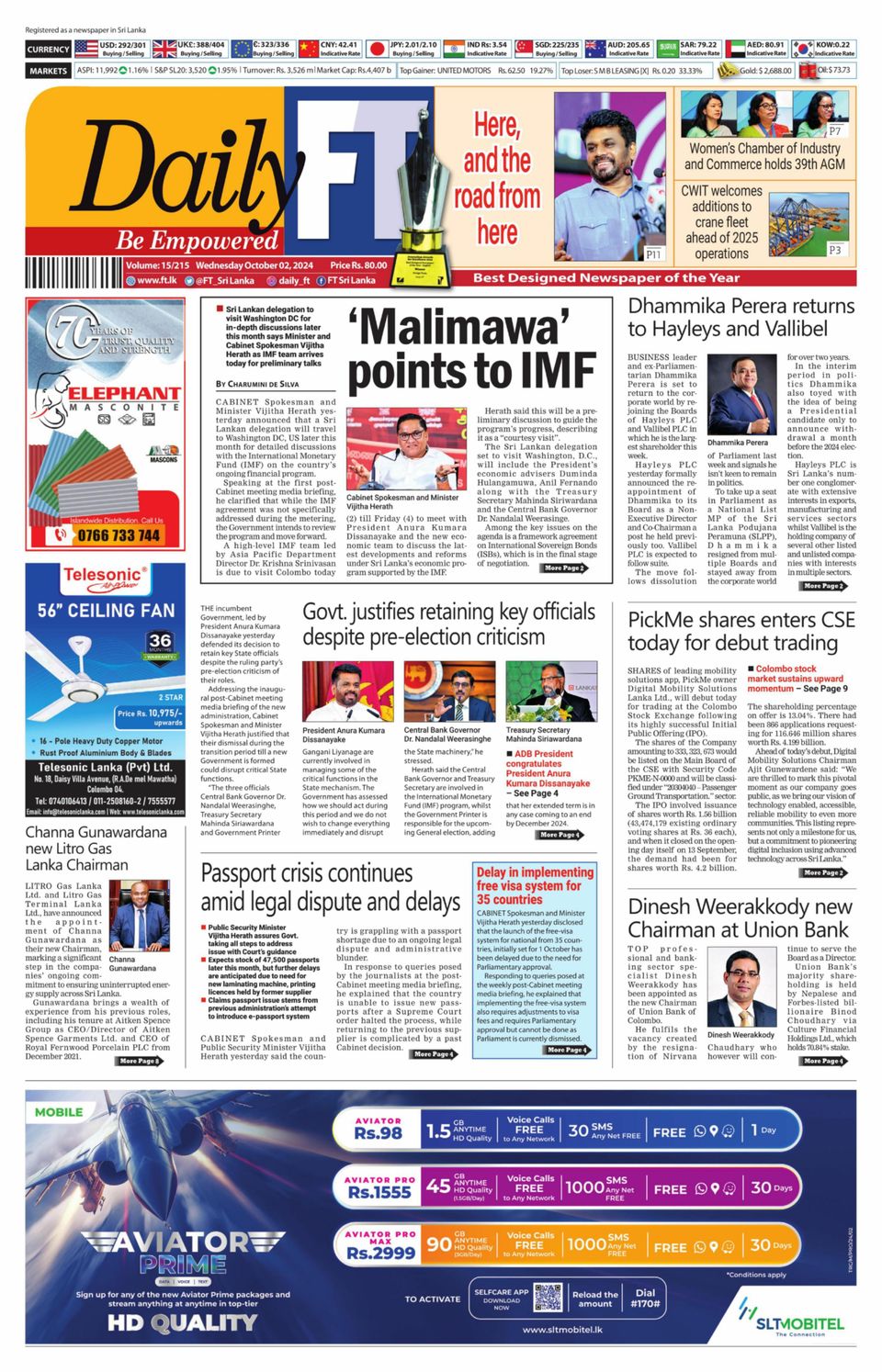 Get digital access to Daily FT - October 02, 2024 issue | Magzter.com
