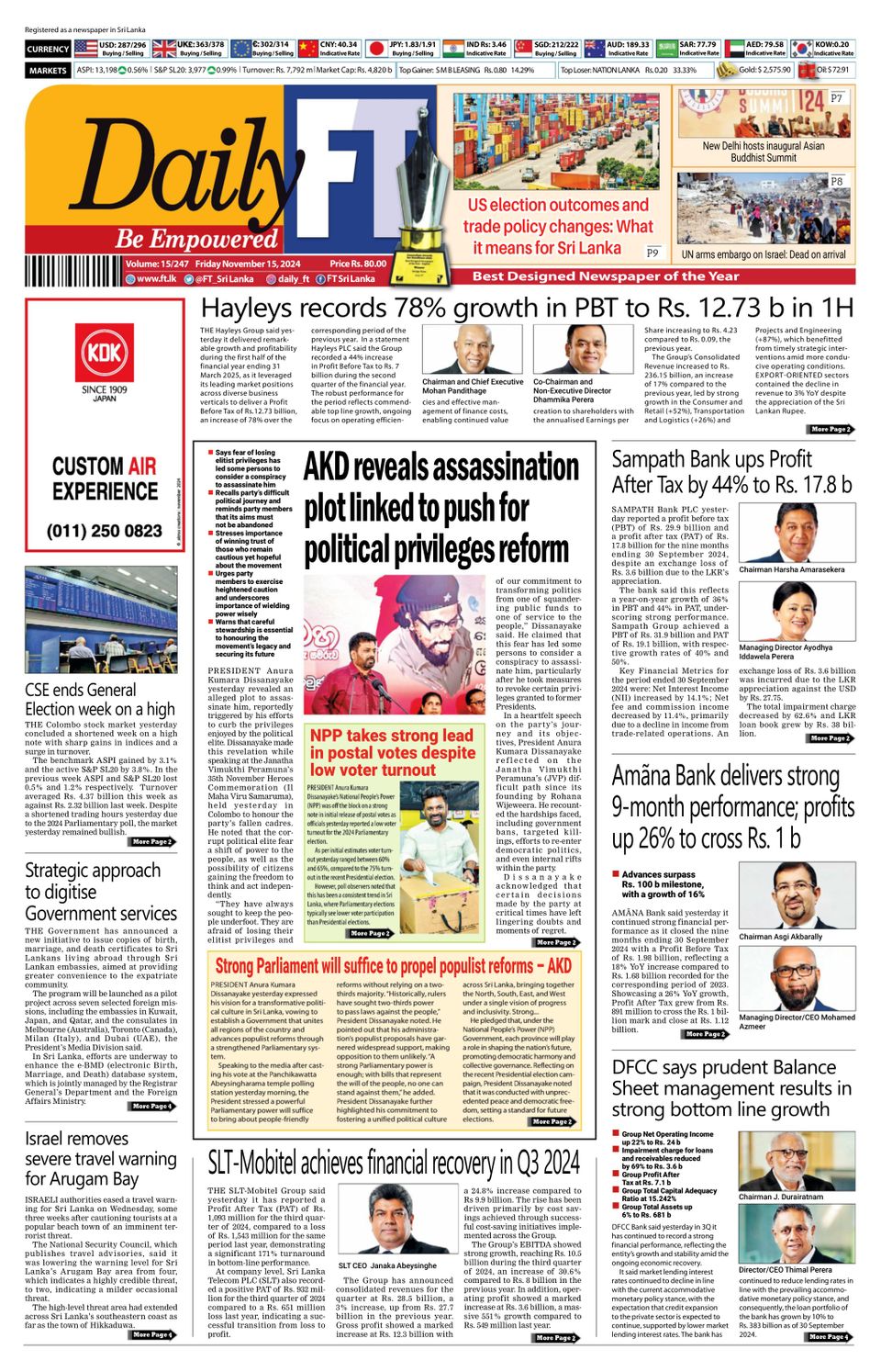 Get digital access to Daily FT - November 15, 2024 issue | Magzter.com