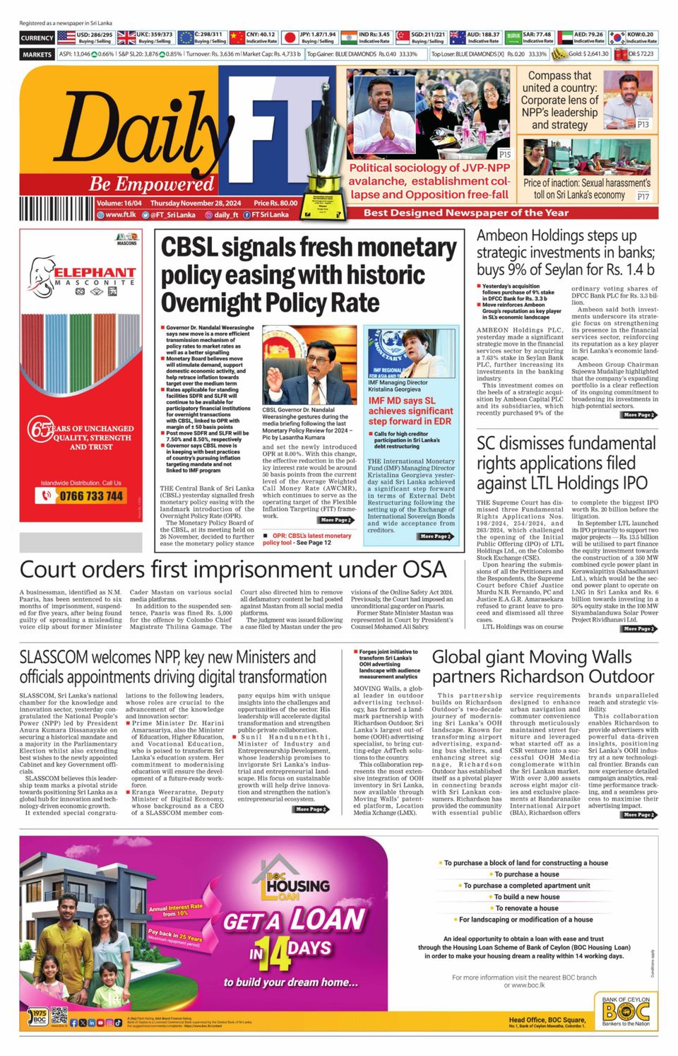 Get digital access to Daily FT - November 28, 2024 issue | Magzter.com