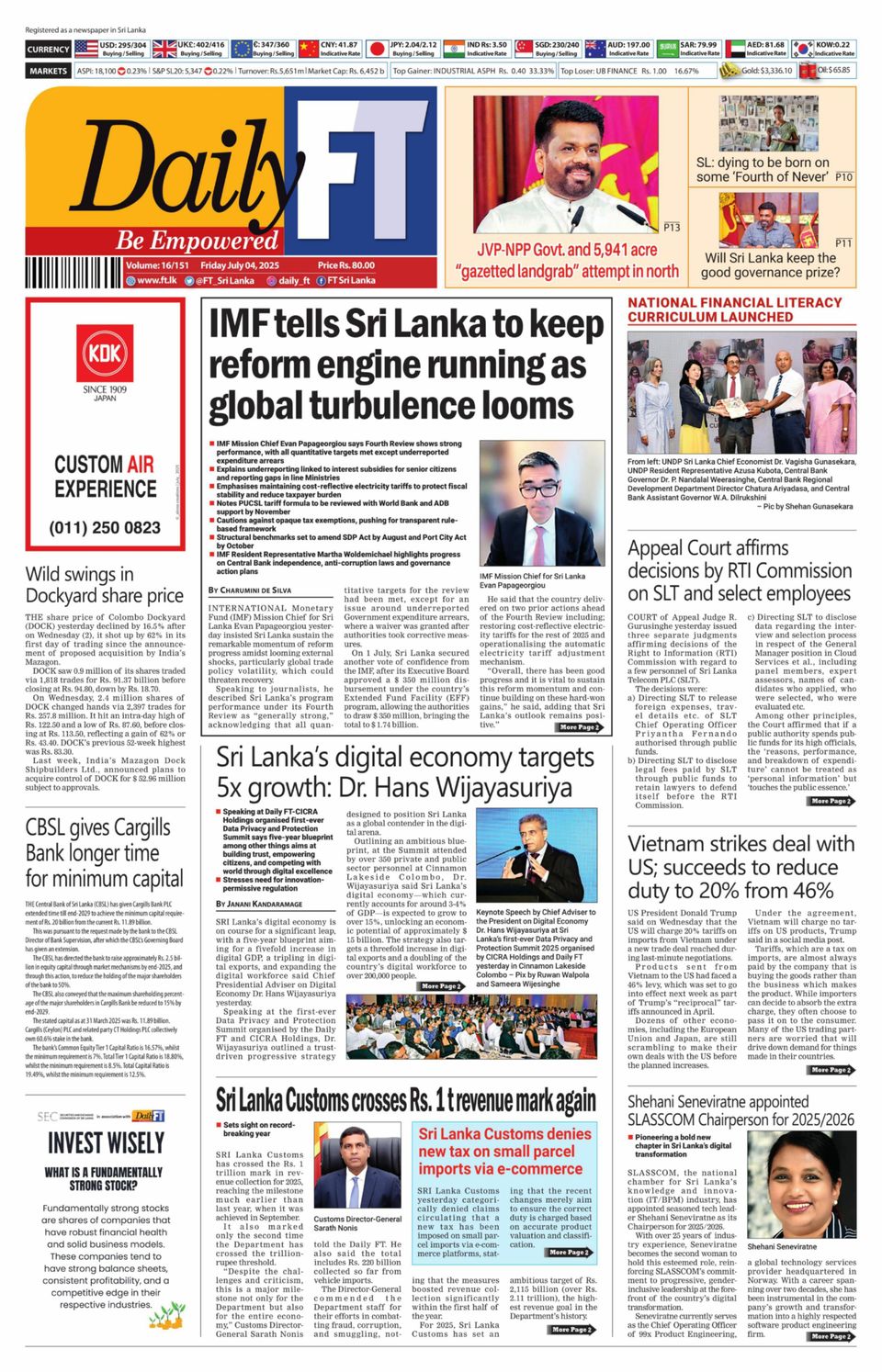 Get digital access to Daily FT - July 04, 2025 issue | Magzter.com