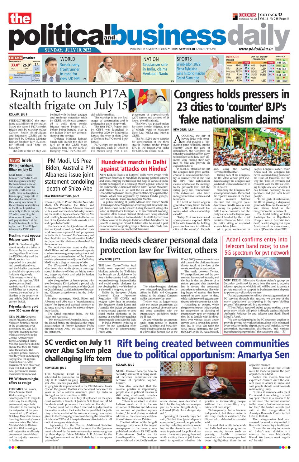 The Political and Business Daily-July 10, 2022 Newspaper