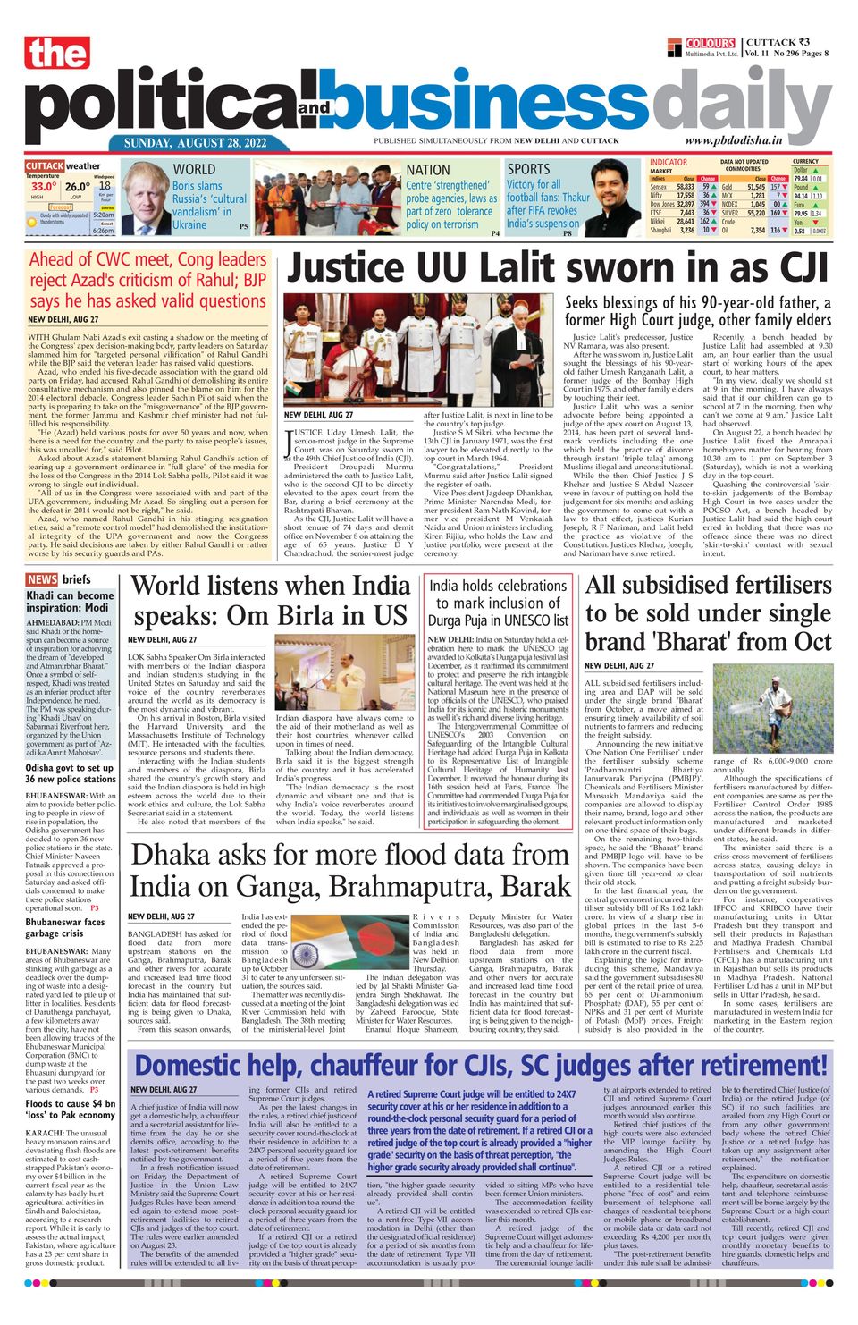 The Political and Business Daily-August 28, 2022 Newspaper