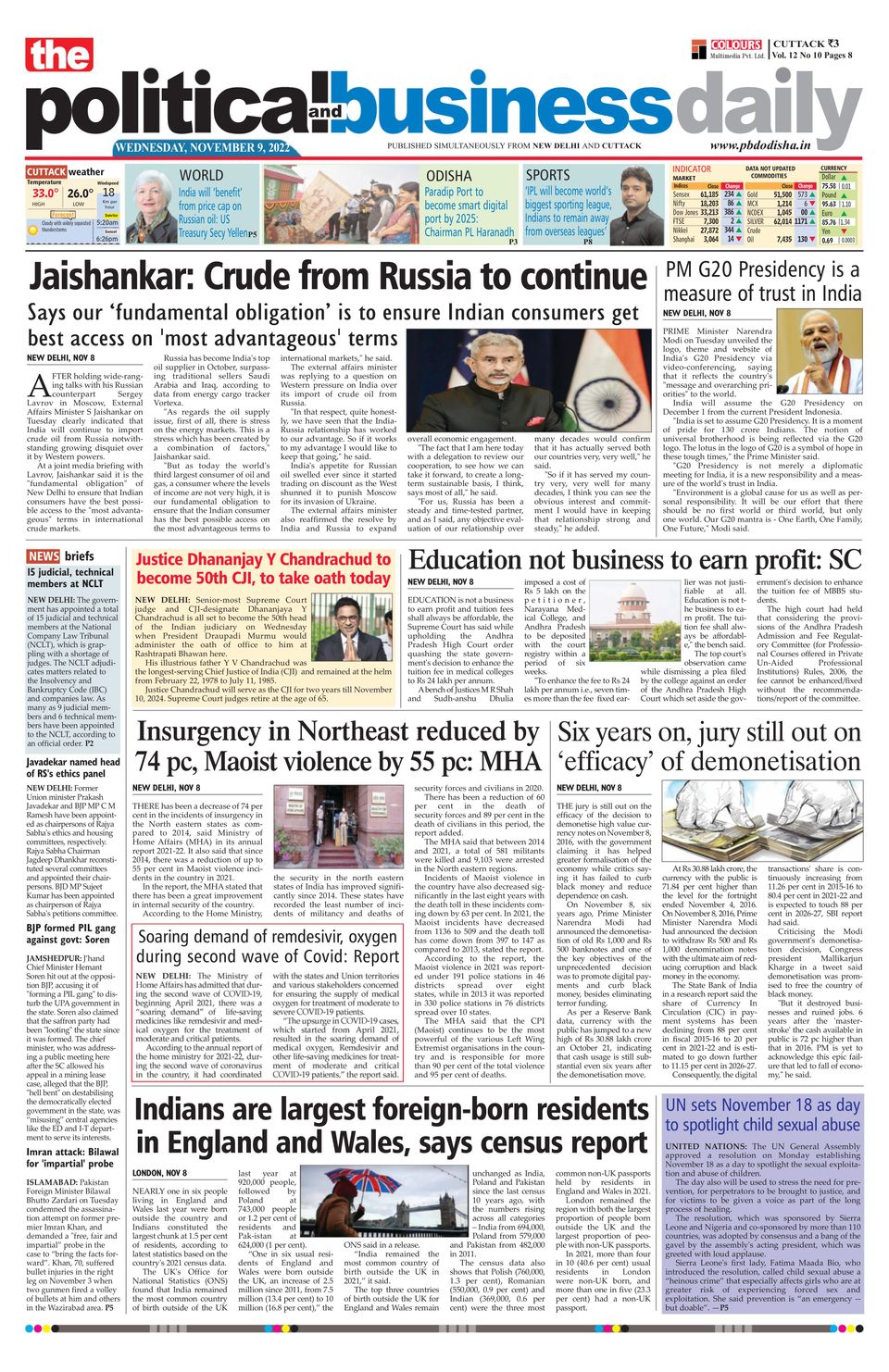 The Political and Business Daily-November 09, 2022 Newspaper