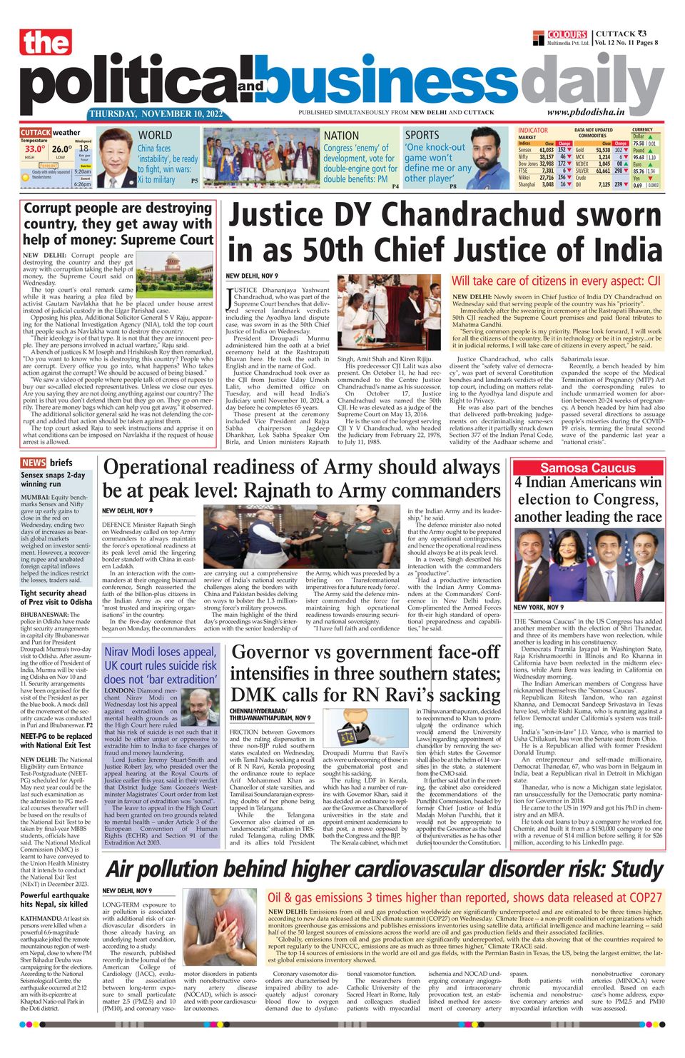 The Political and Business Daily-November 10, 2022 Newspaper