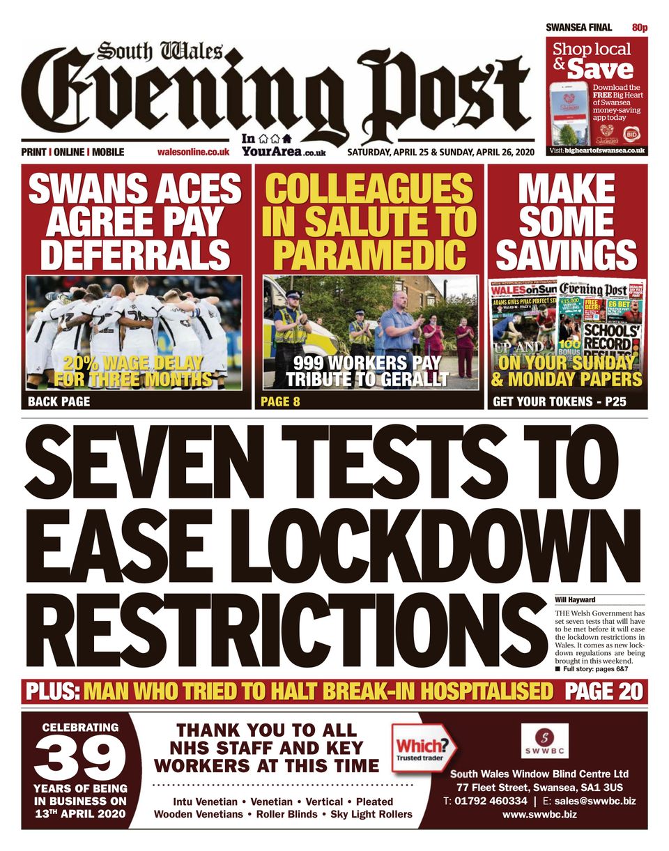 South Wales Evening Post-April 25, 2020 Newspaper