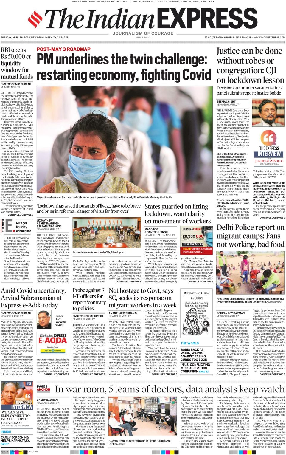 The Indian Express Delhi April 28 2020 Newspaper The Indian Express Delhi April 28 2020 Newspaper