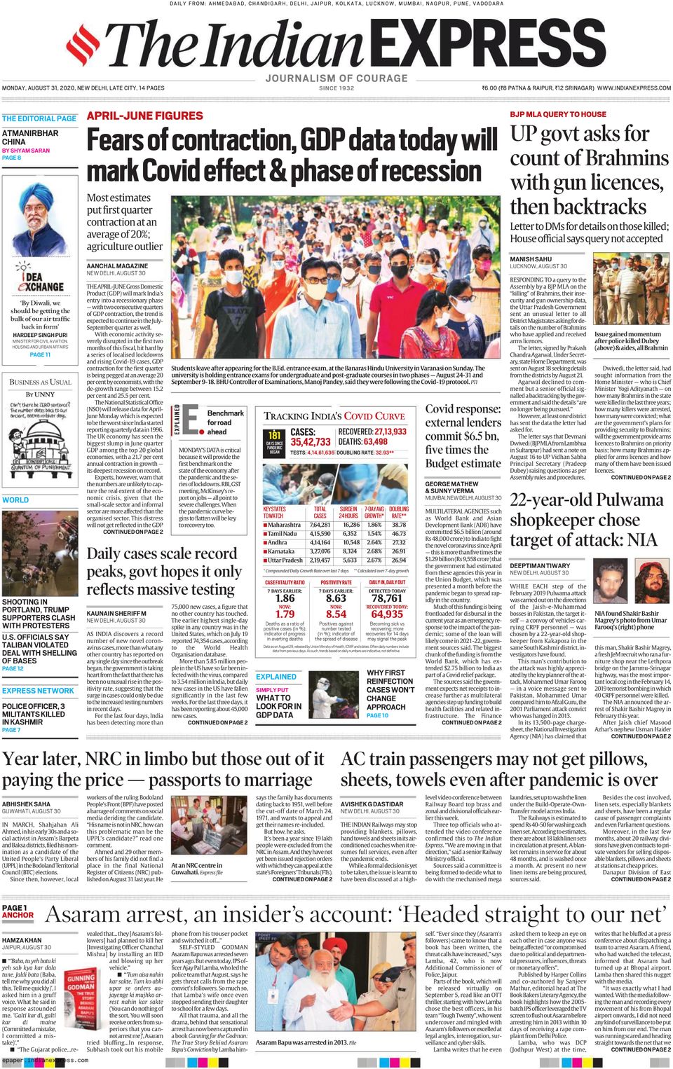 The Indian Express Delhi-August 31, 2020 Newspaper