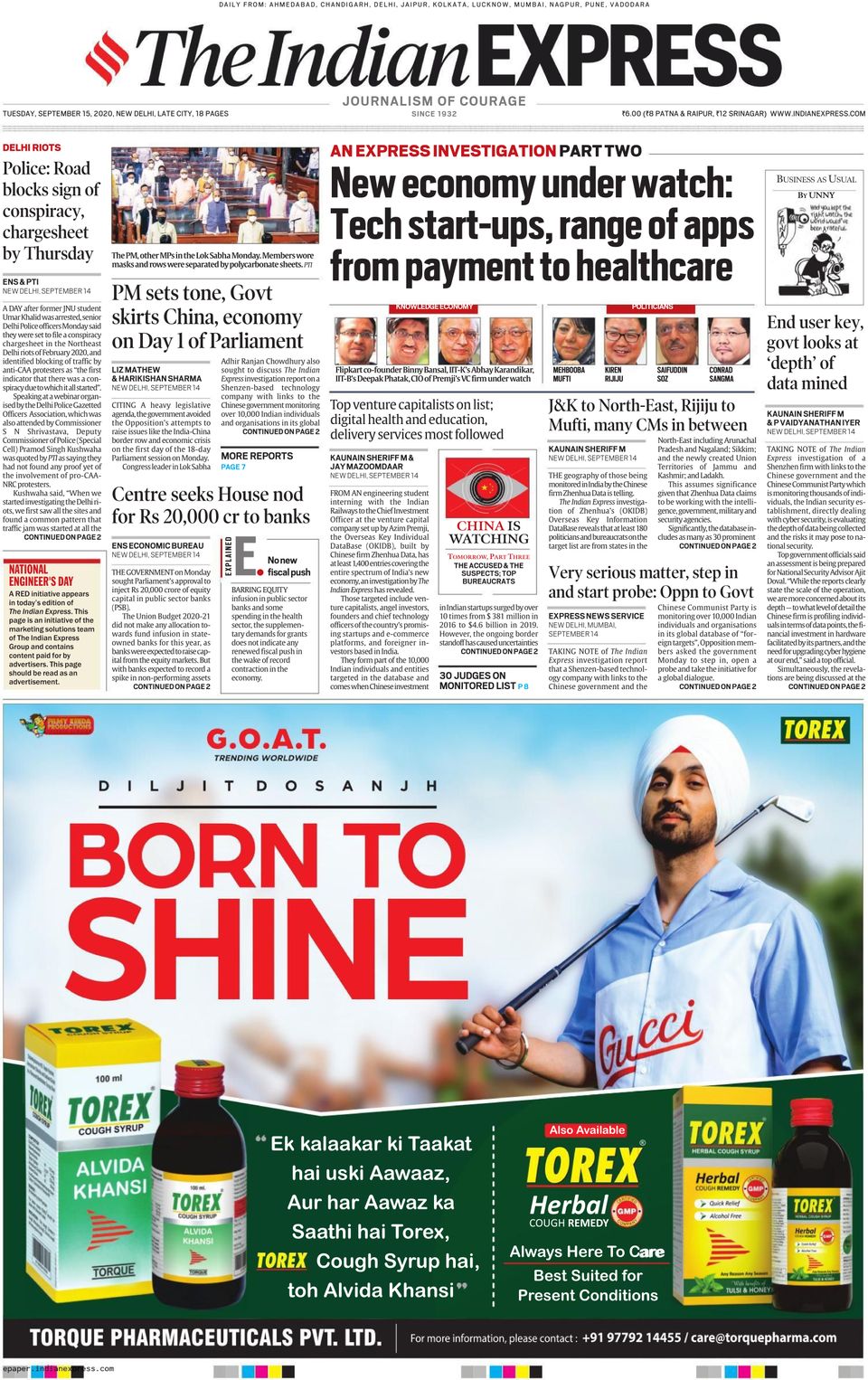 The Indian Express Delhi-September 15, 2020 Newspaper