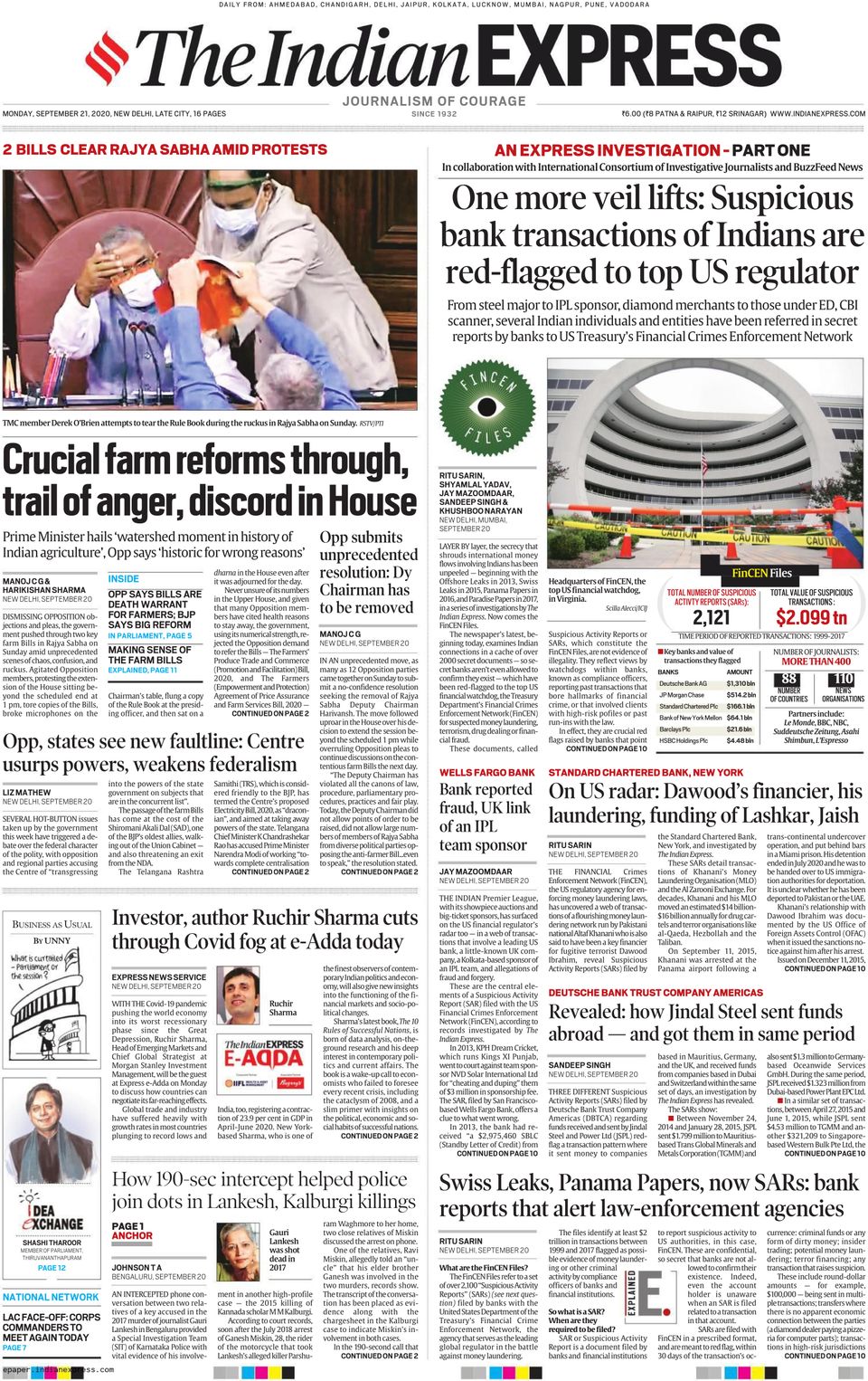 The Indian Express Delhi-September 21, 2020 Newspaper