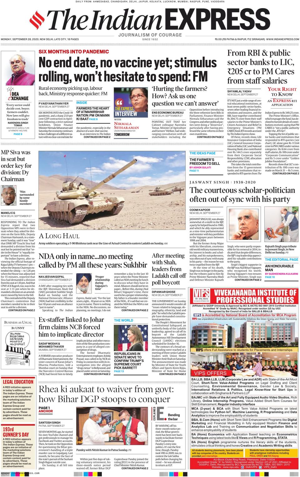 The Indian Express Delhi-September 28, 2020 Newspaper