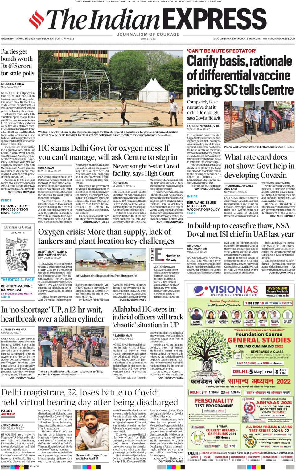 Get digital access to The Indian Express Delhi - April 28, 2021 issue ...
