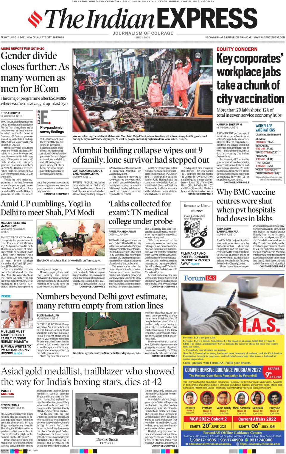 Get digital access to The Indian Express Delhi - June 11, 2021 issue ...