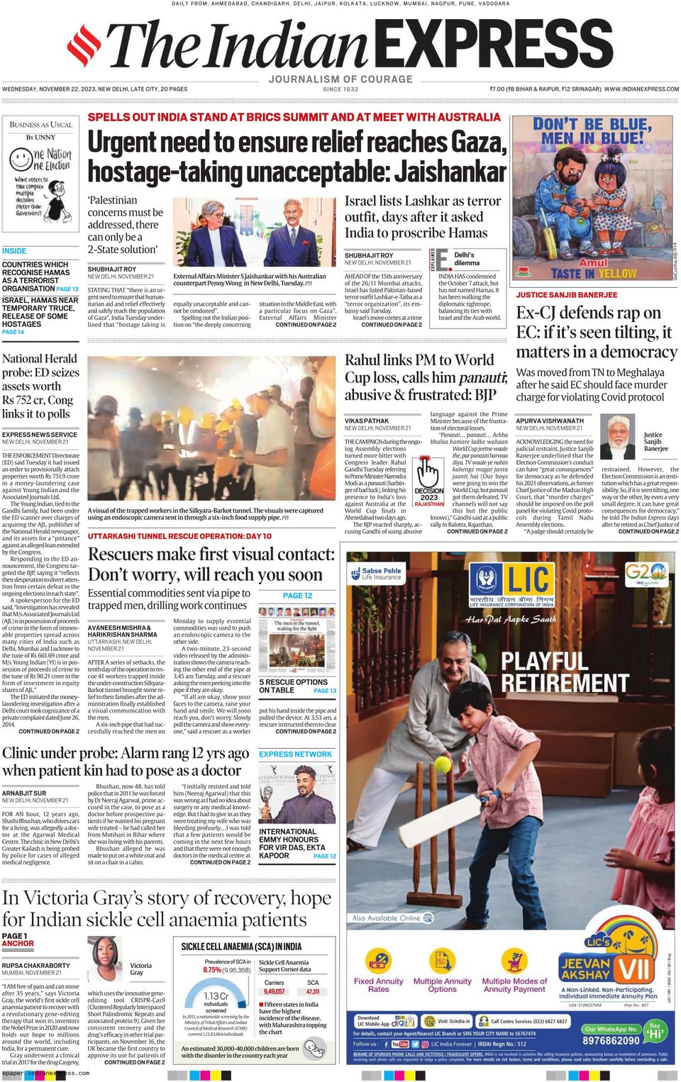 The Indian Express Delhi-November 22, 2023 Newspaper