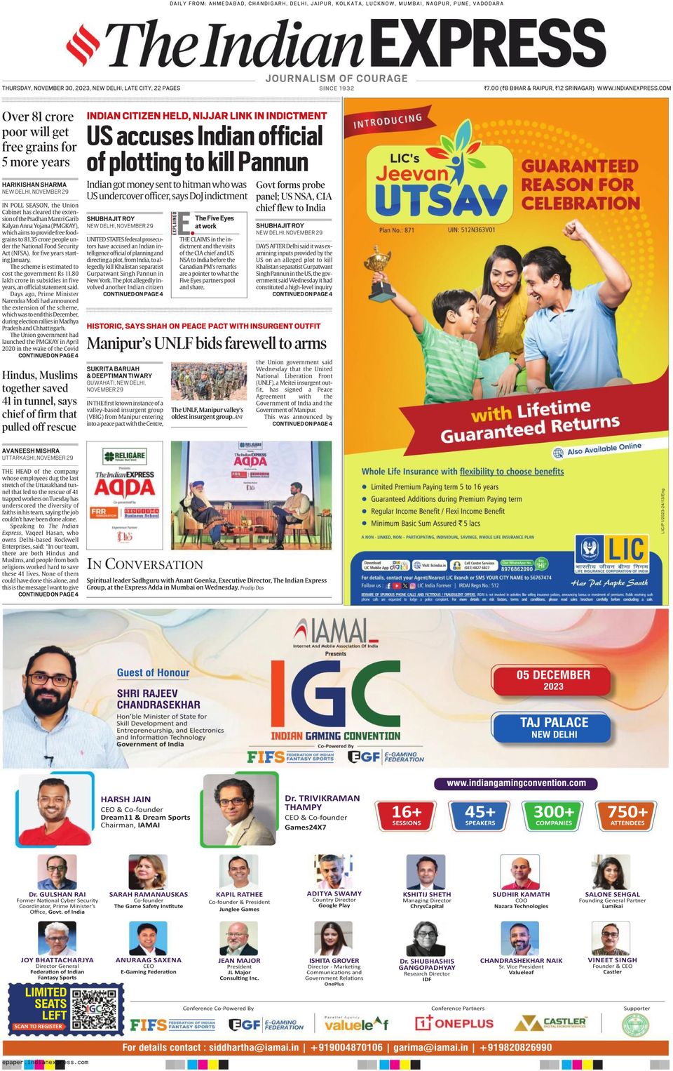 The Indian Express Delhi-November 30, 2023 Newspaper