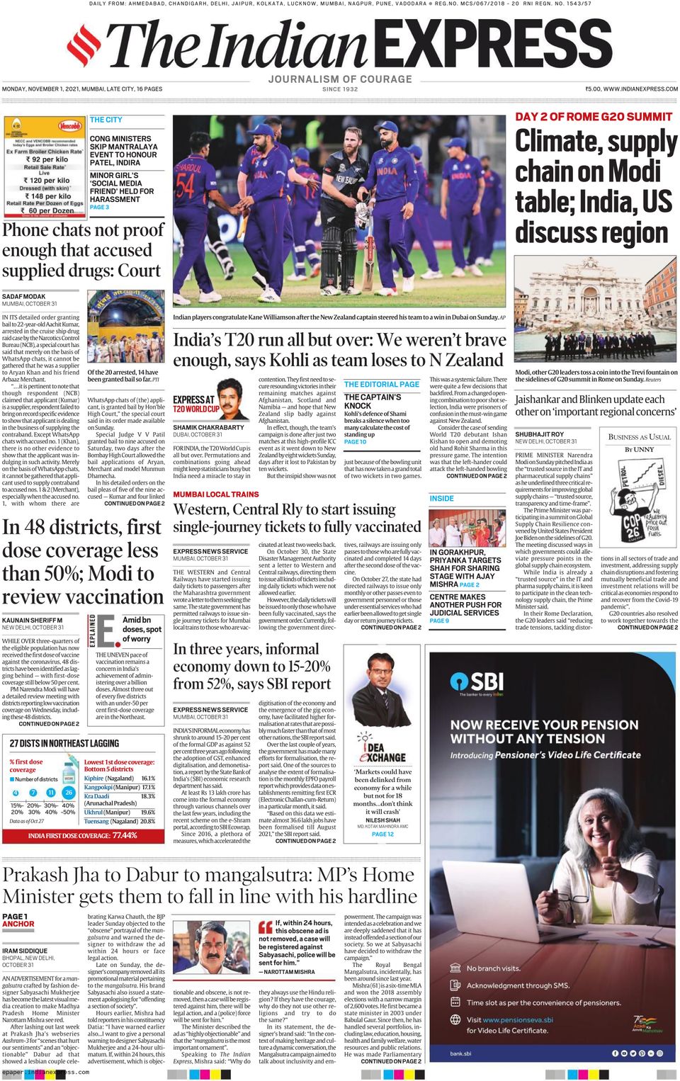The Indian Express Mumbai-November 01, 2021 Newspaper