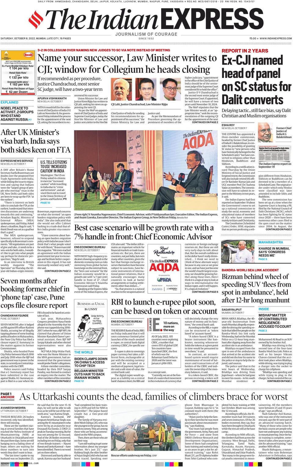 The Indian Express Mumbai-October 08, 2022 Newspaper