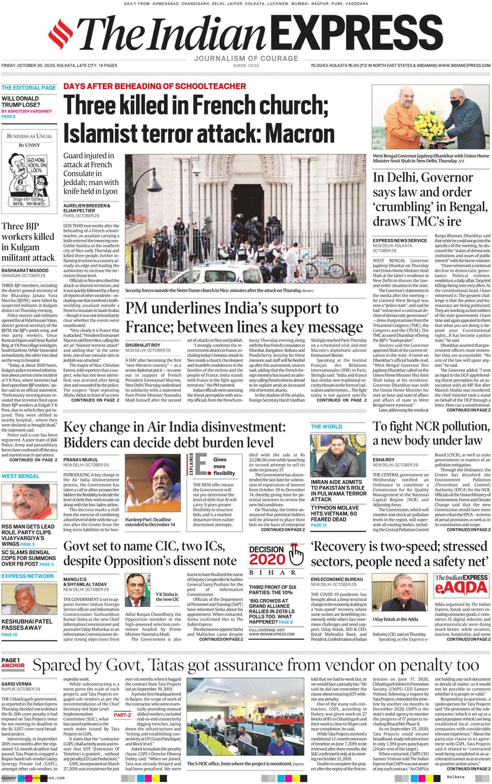 Get digital access to The Indian Express Kolkata - October 30, 2020 ...