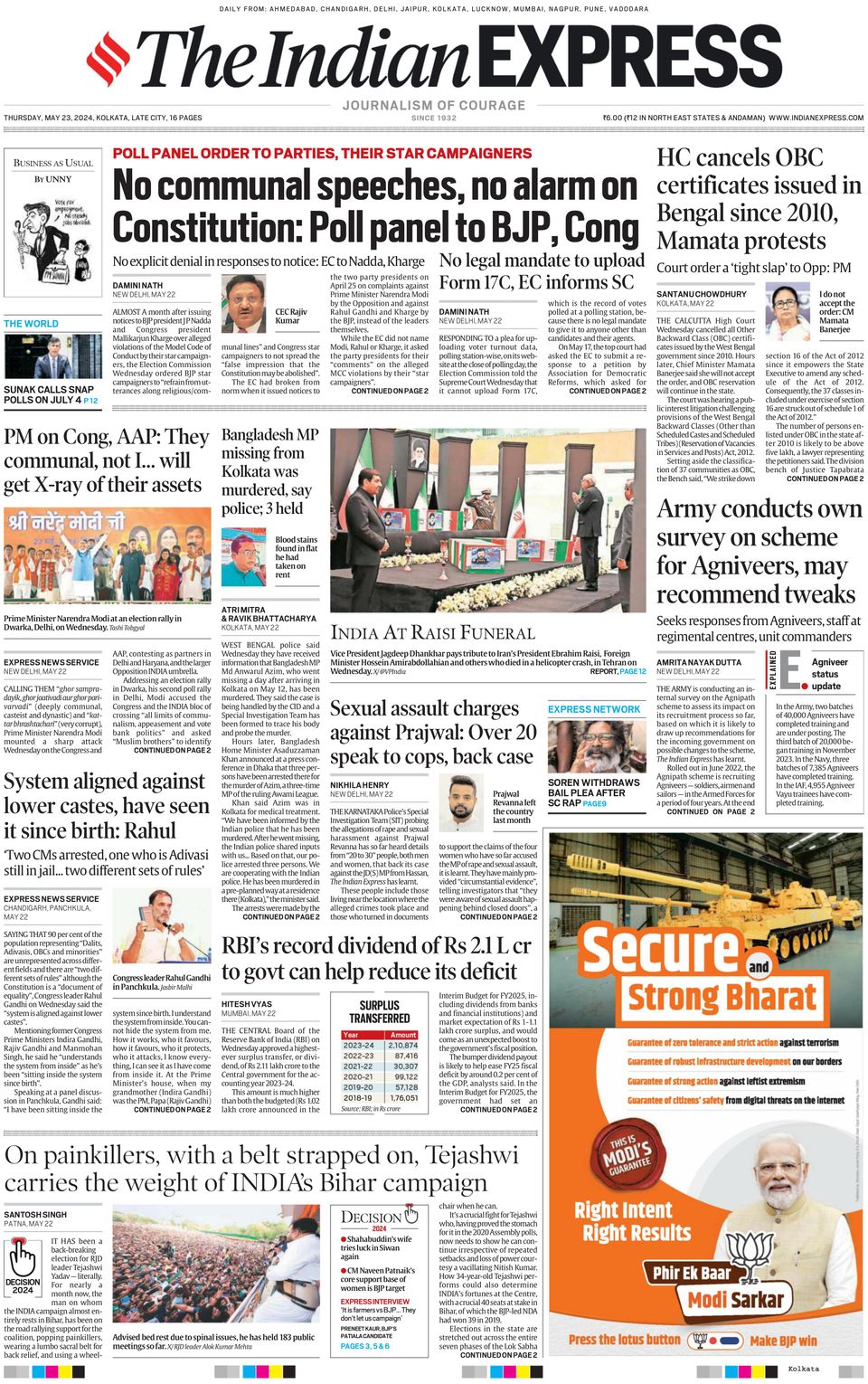 The Indian Express Kolkata-May 23, 2024 Newspaper