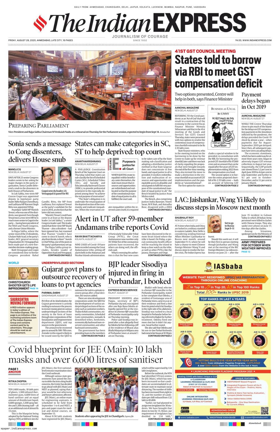 Get digital access to The Indian Express Ahmedabad - August 28, 2020 ...