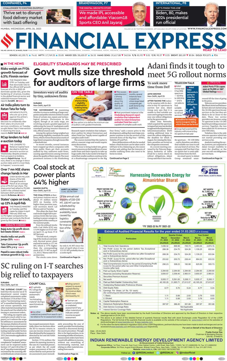 Get digital access to Financial Express Mumbai - April 26, 2023 issue | Magzter.com