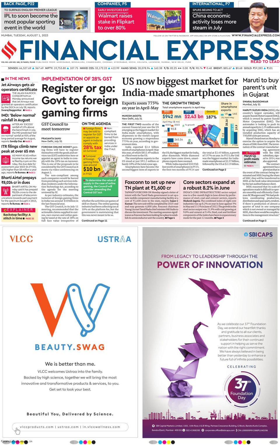 Get digital access to Financial Express Mumbai - August 01, 2023 issue | Magzter.com