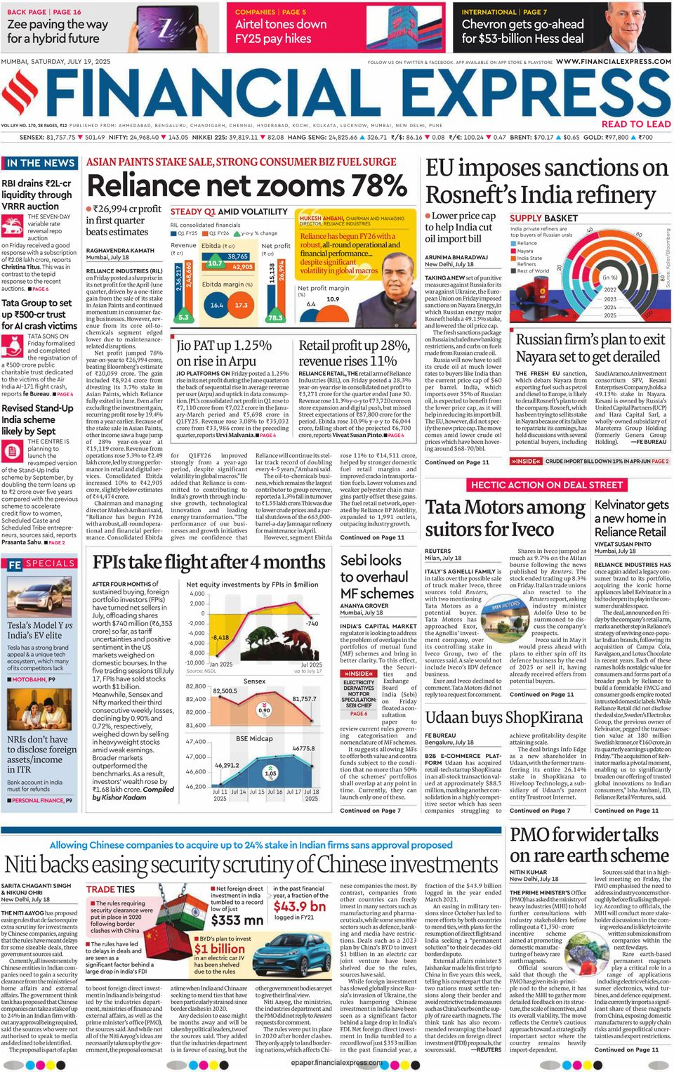 Get digital access to Financial Express Mumbai - July 19, 2025 issue | Magzter.com