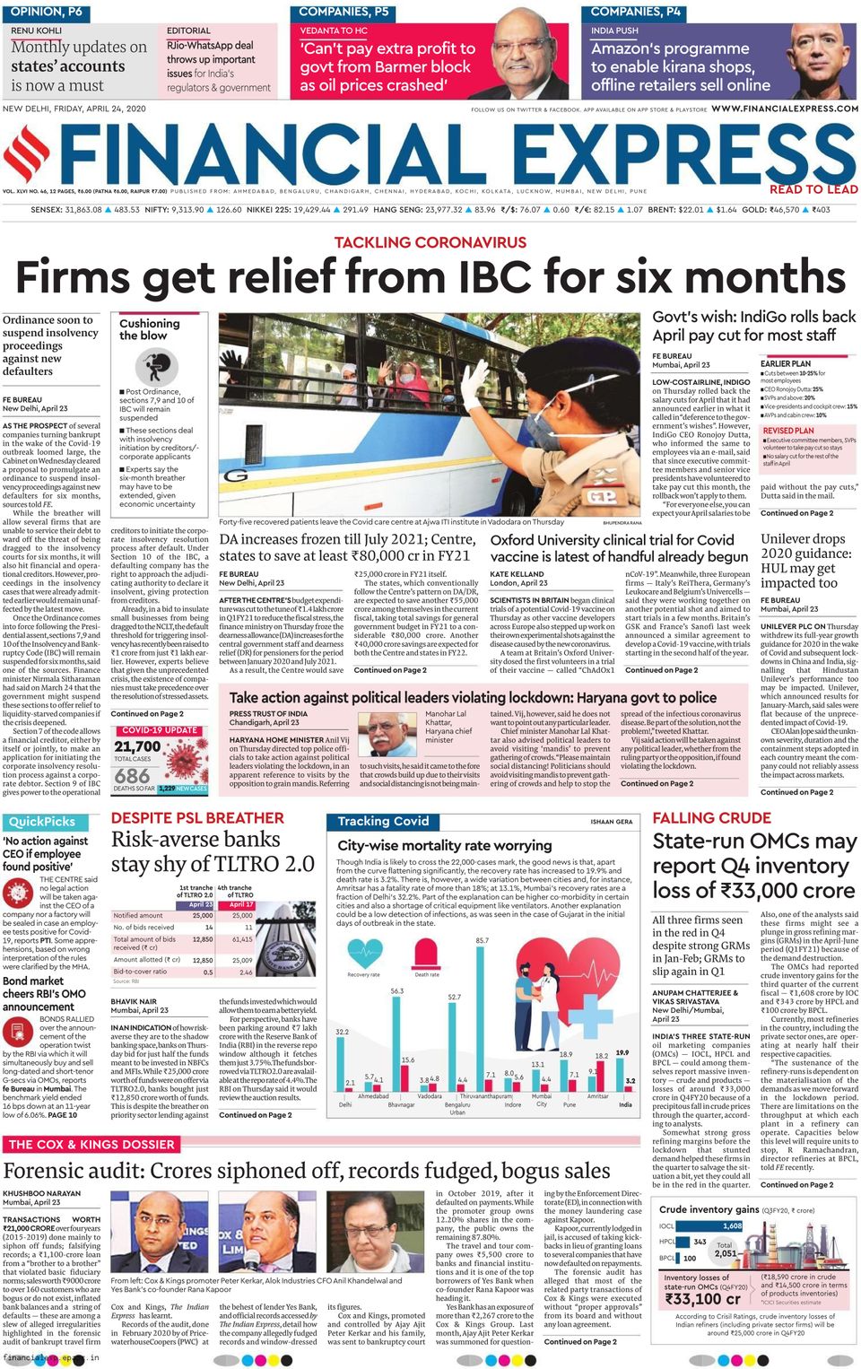Financial Express Delhi-April 24, 2020 Newspaper