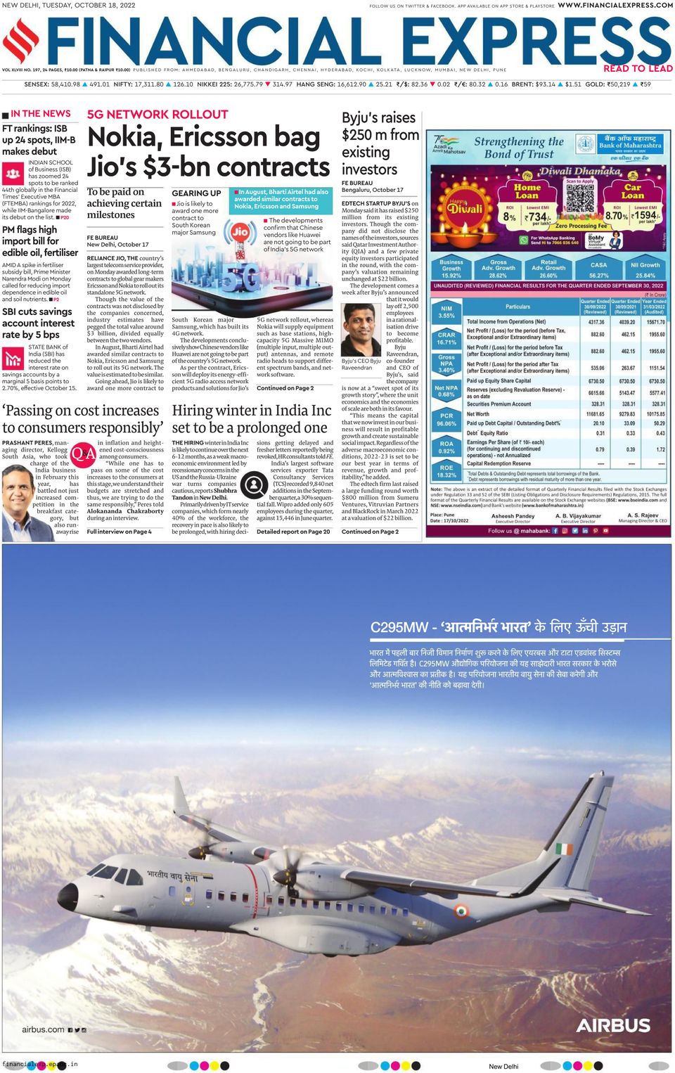 Get digital access to Financial Express Delhi - October 18, 2022 issue ...