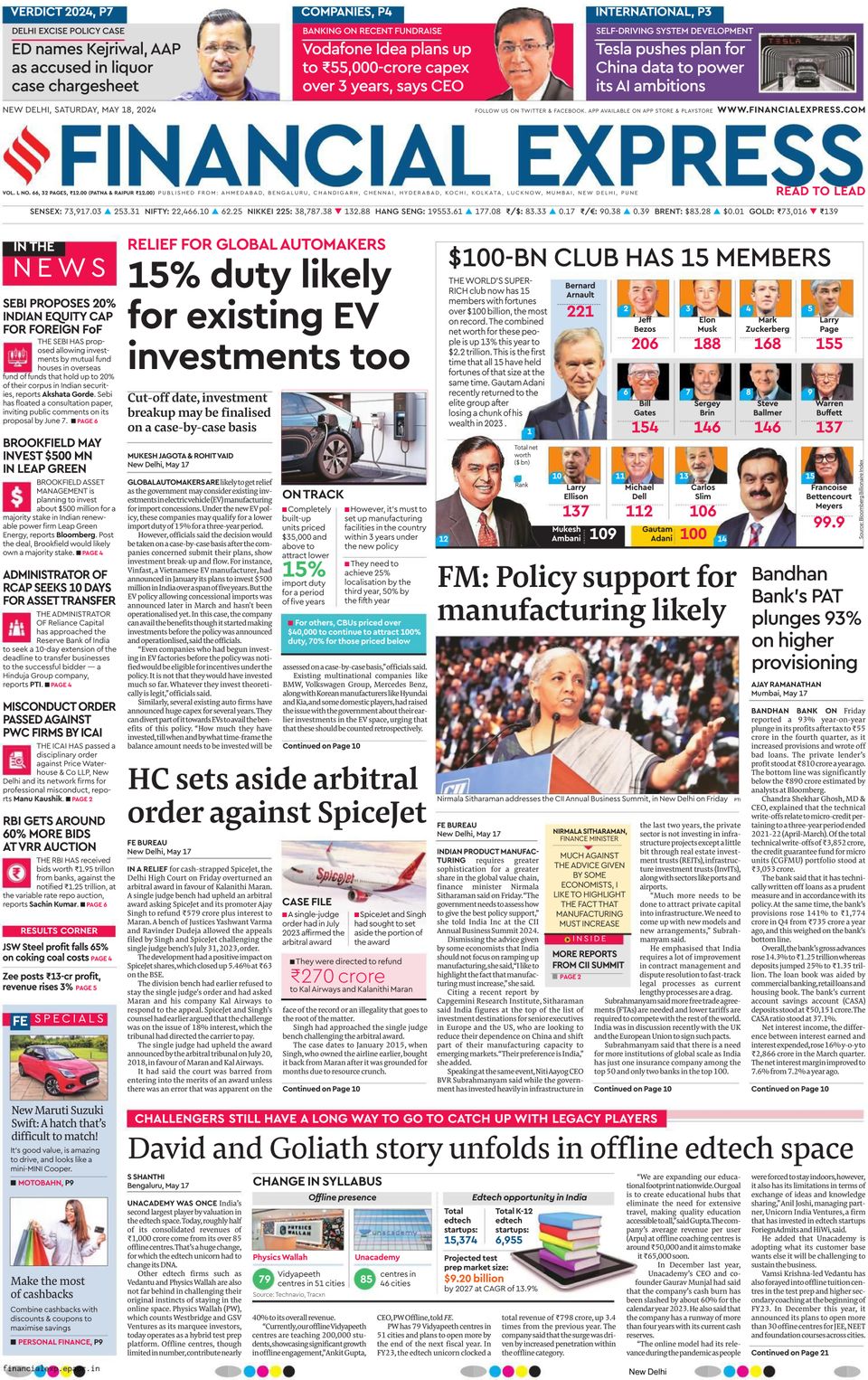 Get digital access to Financial Express Delhi - May 18, 2024 issue ...