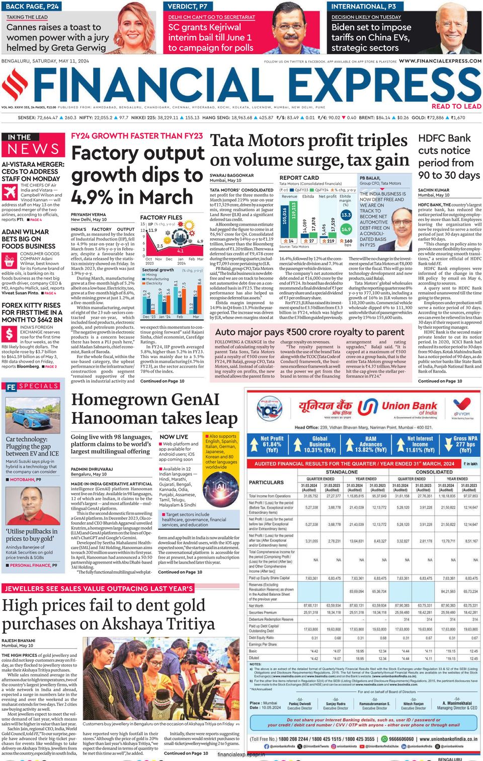 Get digital access to Financial Express Bengaluru - May 11, 2024 issue ...