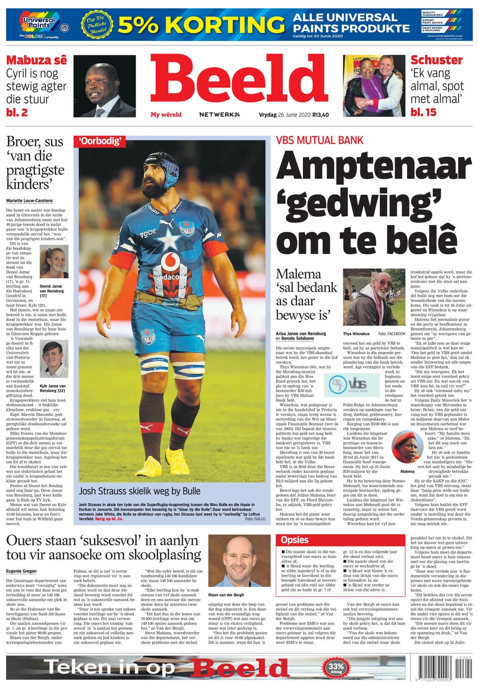 Beeld-June 26, 2020 Newspaper - Get your Digital Subscription
