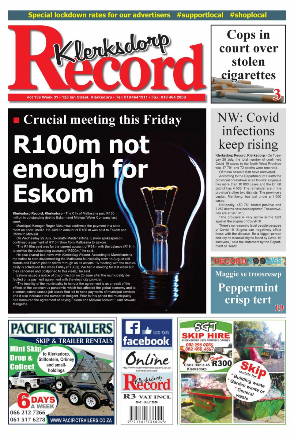 Klerksdorp Record-July 31, 2020 Newspaper - Get your Digital Subscription