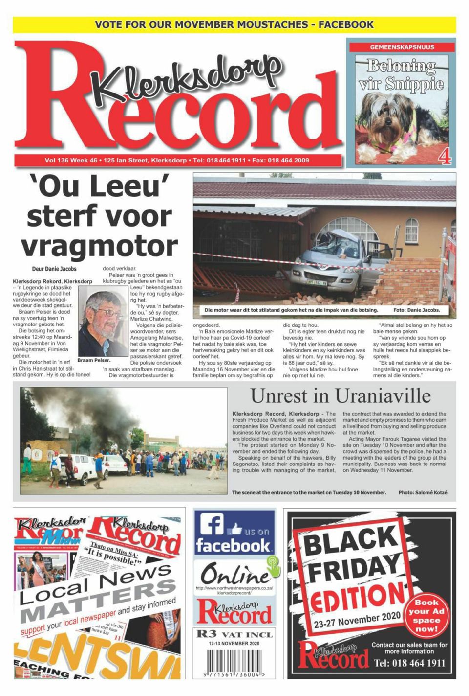Klerksdorp Record-November 12, 2020 Newspaper - Get your Digital Subscription